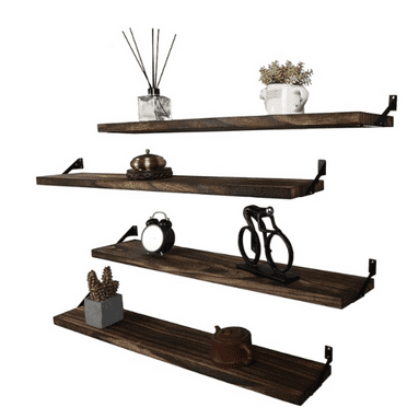 JPND 36 inch Wooden Floating Wall Shelf with Invisible Brackets Set of ...