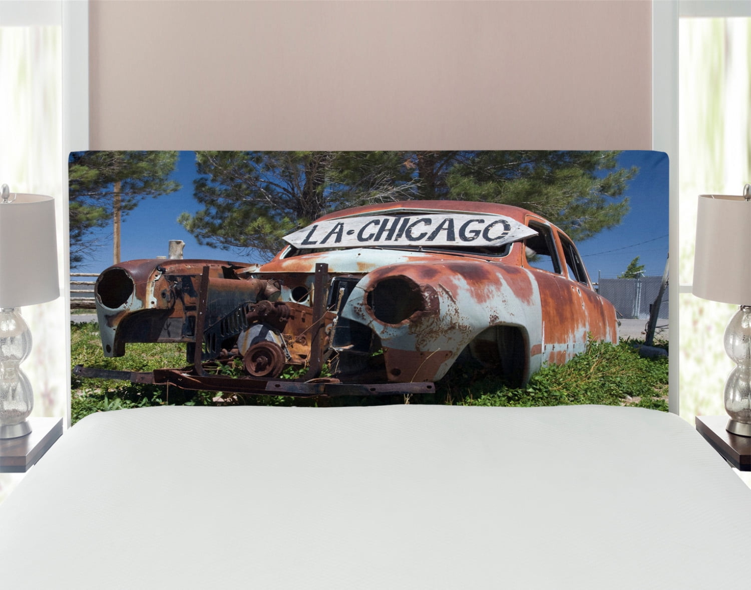 Vintage Car Headboard, Old Car Trees Greenery in the Famous Route 66 ...
