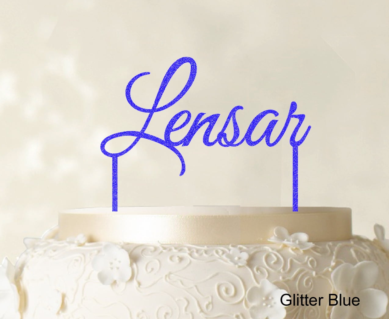 """Lensar"" Custom Name Cake Topper Personalized Glitter Blue Cake ...