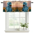 Astronauts 2 Panels Kitchen Valance, Floral Landscape Sunflower Field ...