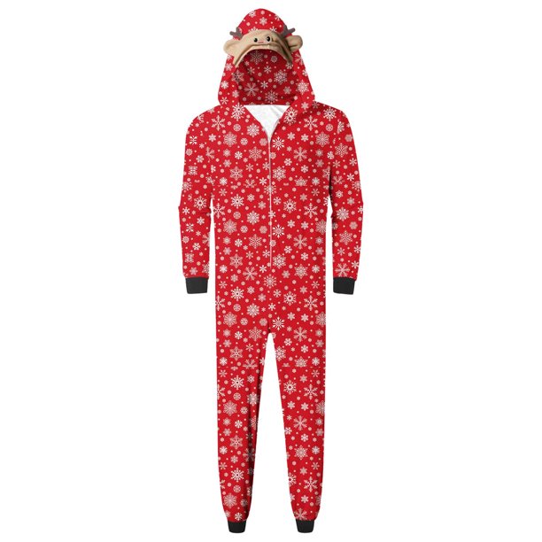matoen Parent-child Christmas Set Printed Home Wear Hoodid Pajamas Dads ...
