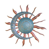 DecMode Rustic Metal Carved Sun Face with Rays Wall Décor, 30"D with ...