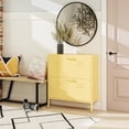 Novogratz Cache 2 Door Locker Style Metal Shoe Storage Cabinet, Yellow ...