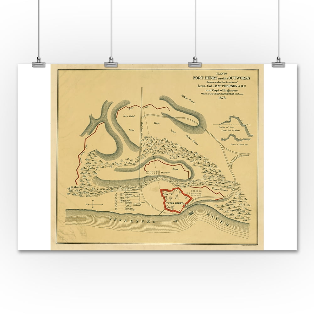 Battle of Fort Henry - Civil War Panoramic Map (36x54 Giclee Gallery ...