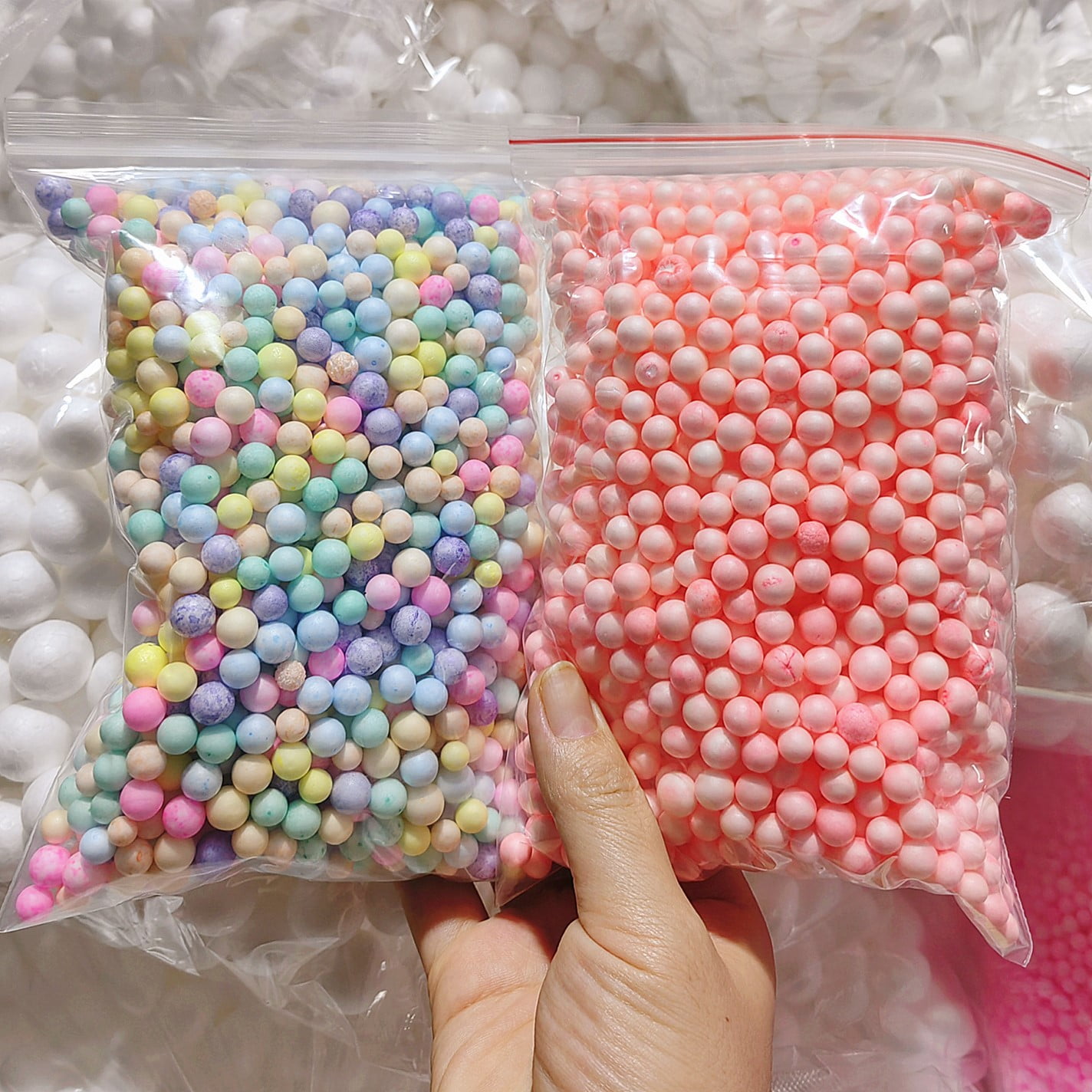 7-9mm 13g No Bleeding Foam beads Slime Rainbow Assorted Color ...