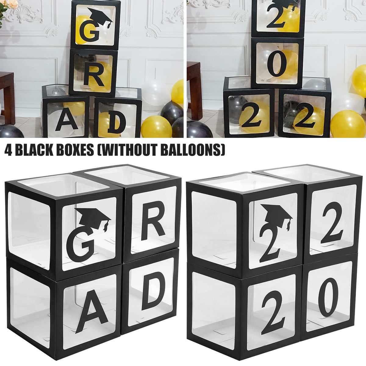 JTWEEN Grad Transparent Balloon Box,2022 Grad Balloons Boxes Reusable ...