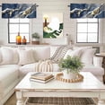 Abstract Valances for Windows, Blue Ink Gold Foiling Ocean Waves Luxury ...