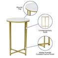 Masada Rugs Modern End Table with Brushed Gold Metal Crisscross Frame ...