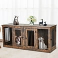 71-Inch Double Row Wooden Large Dog Crate, Ideal for Housing 2 Dogs ...