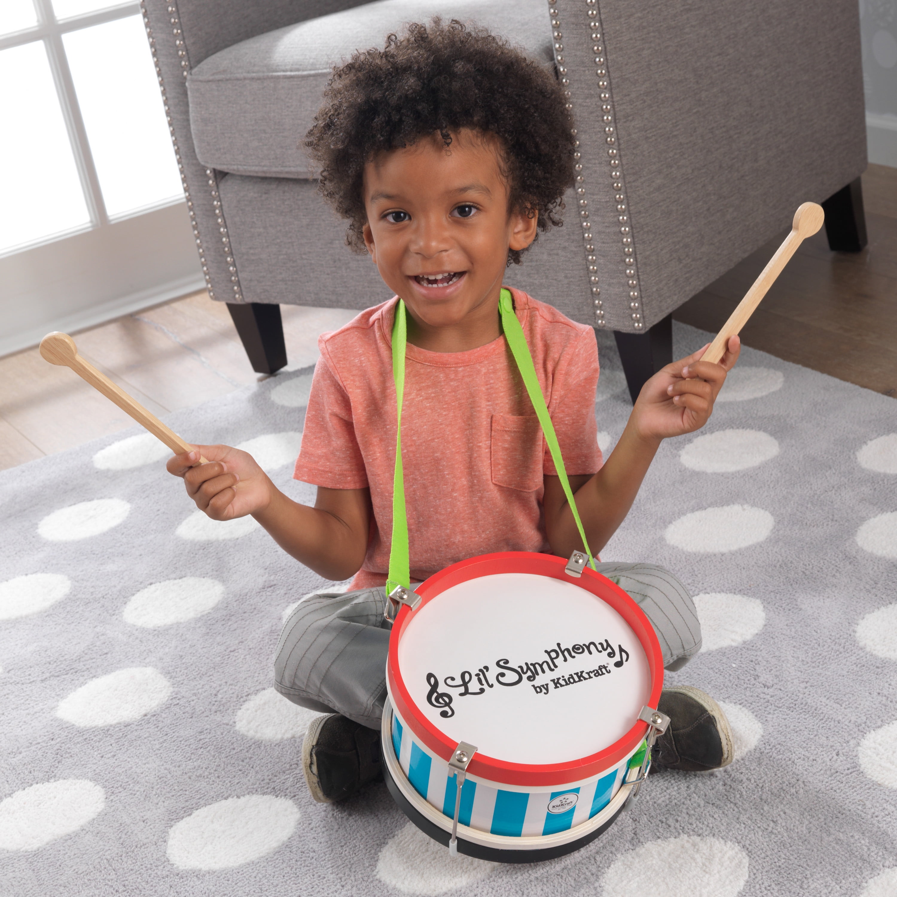KidKraft Lil' Symphony Wooden Drum and Drumsticks Children's Musical ...