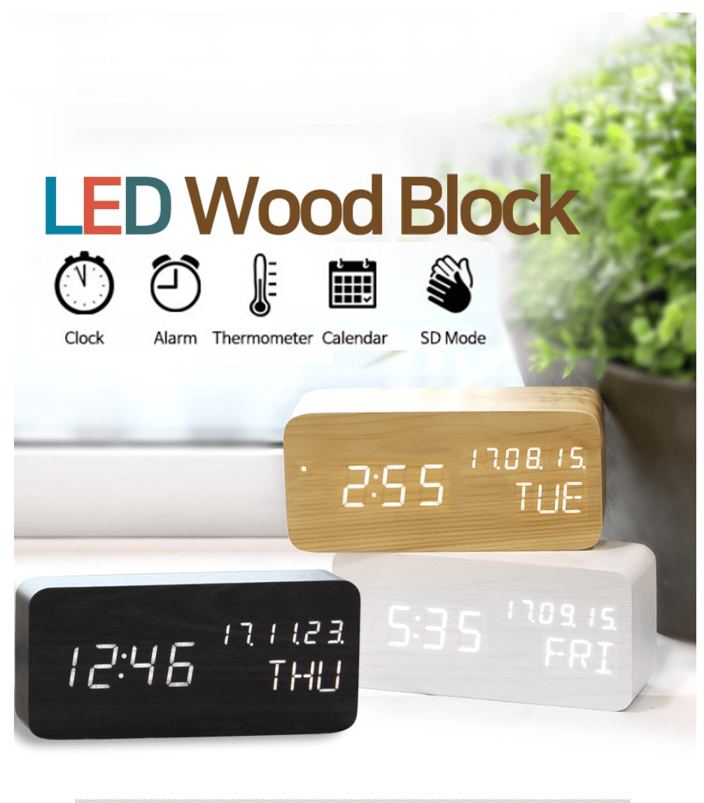 Wood Block Digital Clock