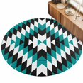 Abstract Aztec Texture Pattern Round Rug 5ft Green Black Geometric Art ...
