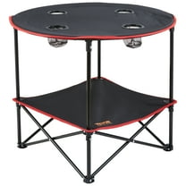 2-Tier Folding Camp Table with 4 Cupholders and Carrying Bag by Wakeman ...