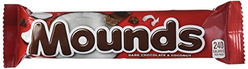 Mounds Candy Bar, Dark Chocolate Coconut Filled, 1.75-Ounce Bars (Pack ...