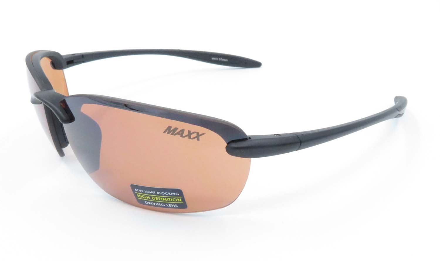 2018 Maxx Sunglasses Maxx 5 Matte Black Frame Tr90 Hd Amber Lenses
