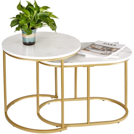Sinda Stacking Nesting Side Table Set of 2, 2PCS Round End Tables ...