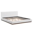 LHYY Elegant White Fabric Upholstered Bed With Nice Wood Grain Textured ...