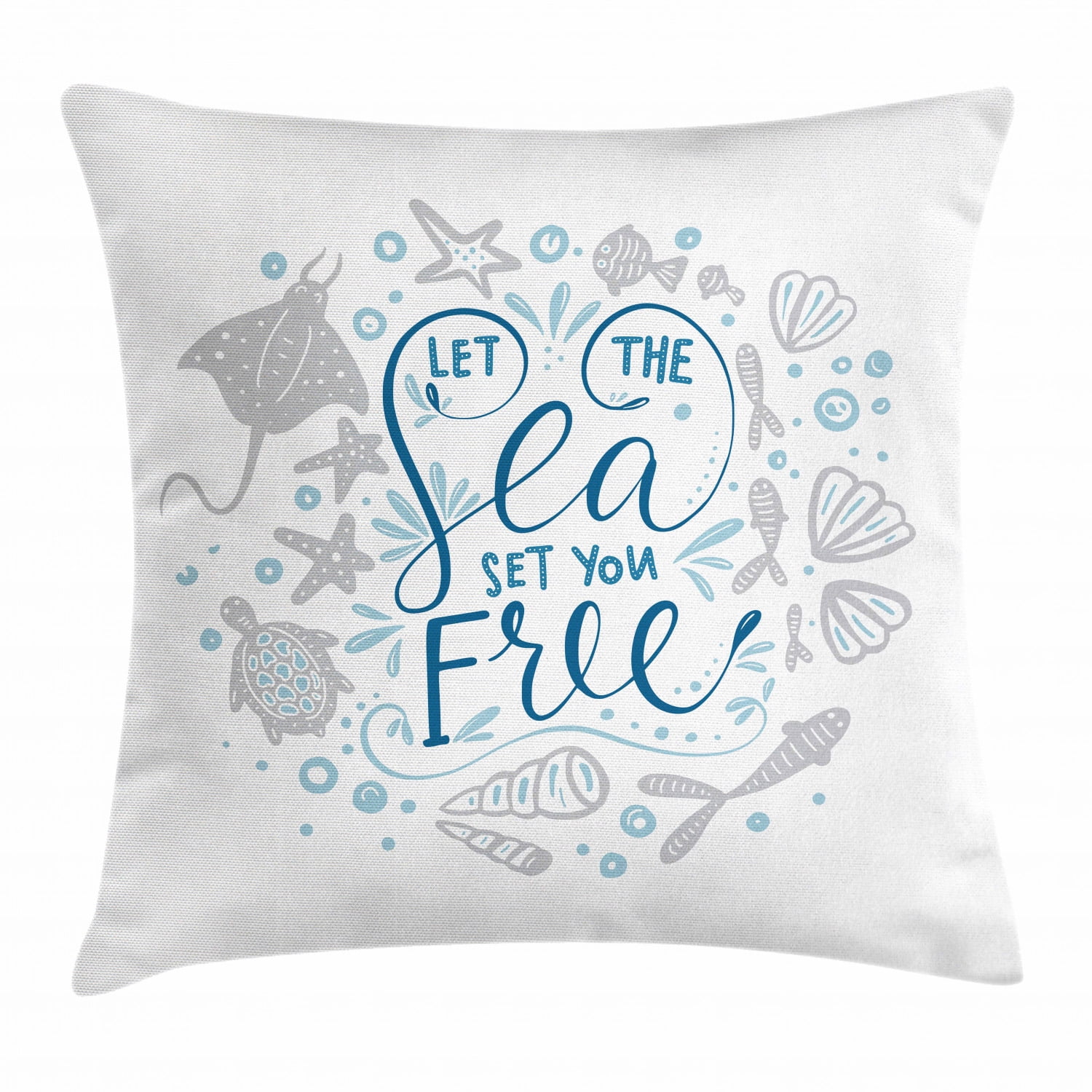 Nautical Throw Pillow Cushion Cover, Let the Sea Set You Free Quote ...