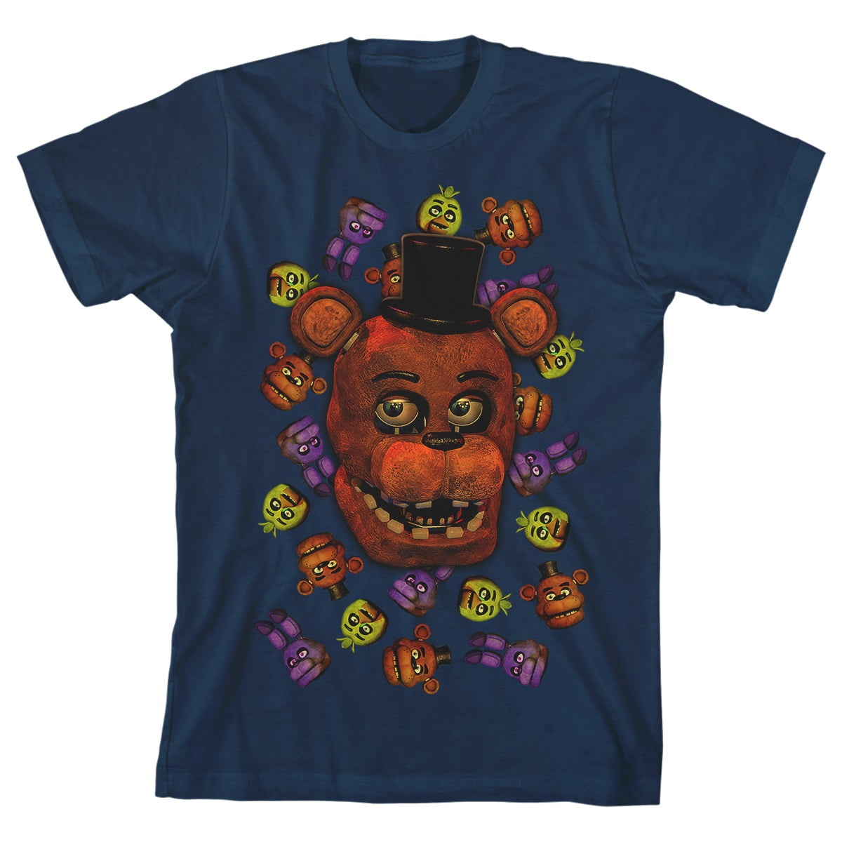 Five Nights At Freddy's Big Freddy Face Boy's Navy Blue T-shirt-Large ...