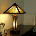 CHLOE Lighting GAWAIN Tiffany-style Mission 3 Light Double Lit Wooden ...
