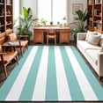 Area Rug 4x6ft, Teal White Striped Washable Rugs for Living Room ...