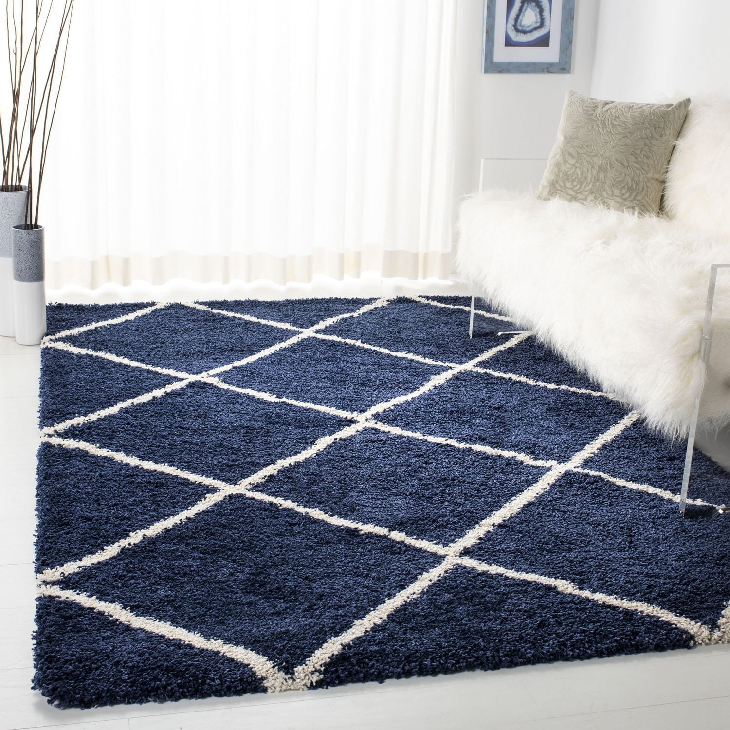 Click here for Safavieh Hudson Amias Geometric Shag Area Rug 3 Ft... prices