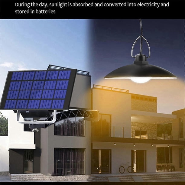 Solar Pendant Light with Remote Control Outdoor Indoor Solar LampLine ...