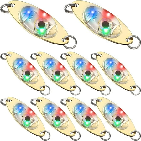 0LED Fishing Lures Fishing Spoons Underwater Flasher Bass Halibut ...