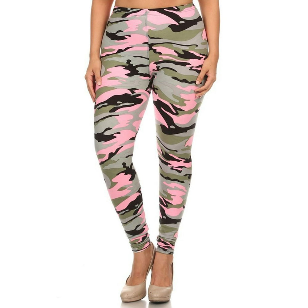 Niobe Clothing Womens Plus Size Light Pink Camo Leggings One Size