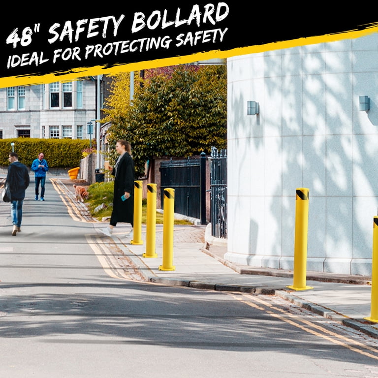 Yellow Traffic Bollards 6 Pack 6 Pack - 42 Inch Steel Posts, Yellow ...