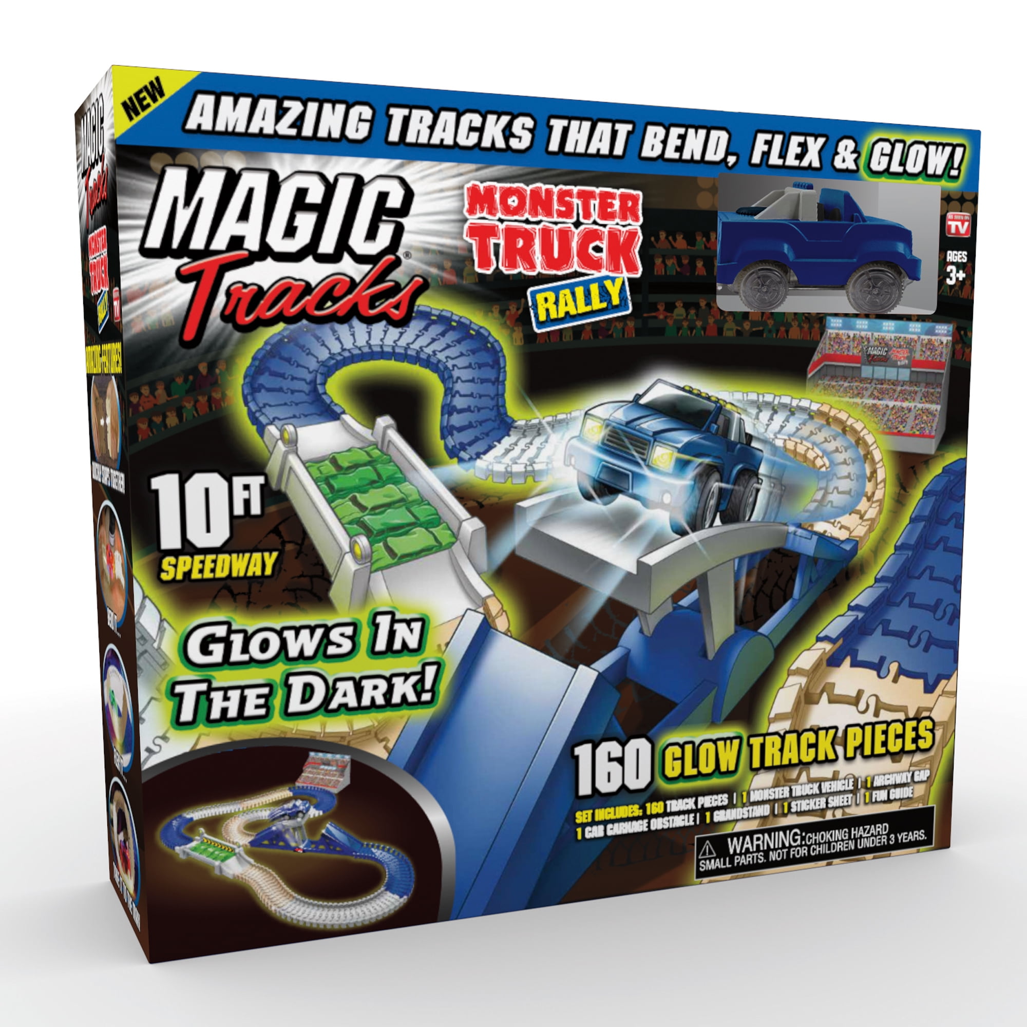 Magic Tracks Monster Truck Rally with a 10ft Glow in the Dark Race ...