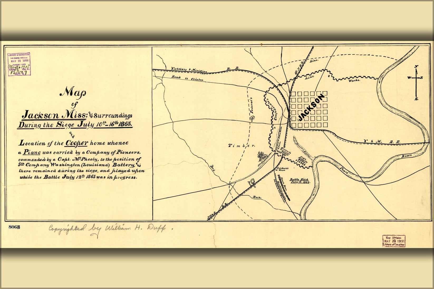 24"x36" Gallery Poster, Map of Jackson, Mississippi during siege 1863 ...