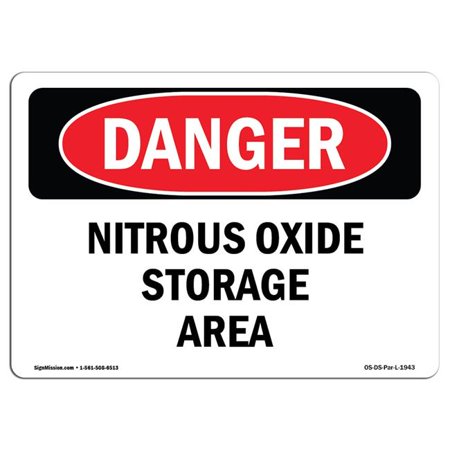 SignMission OS-DS-P-1014-L-1943 OSHA Danger Sign - Nitrous Oxide ...