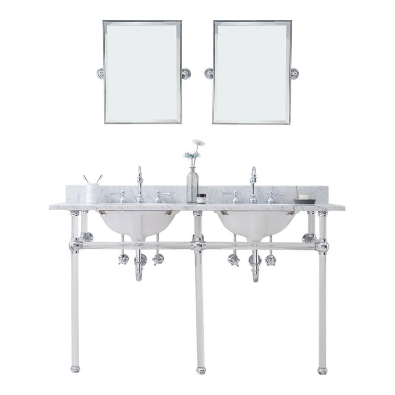 Water Creation Empire 60" Double Plastic Wash Stand in Chrome and Clear ...