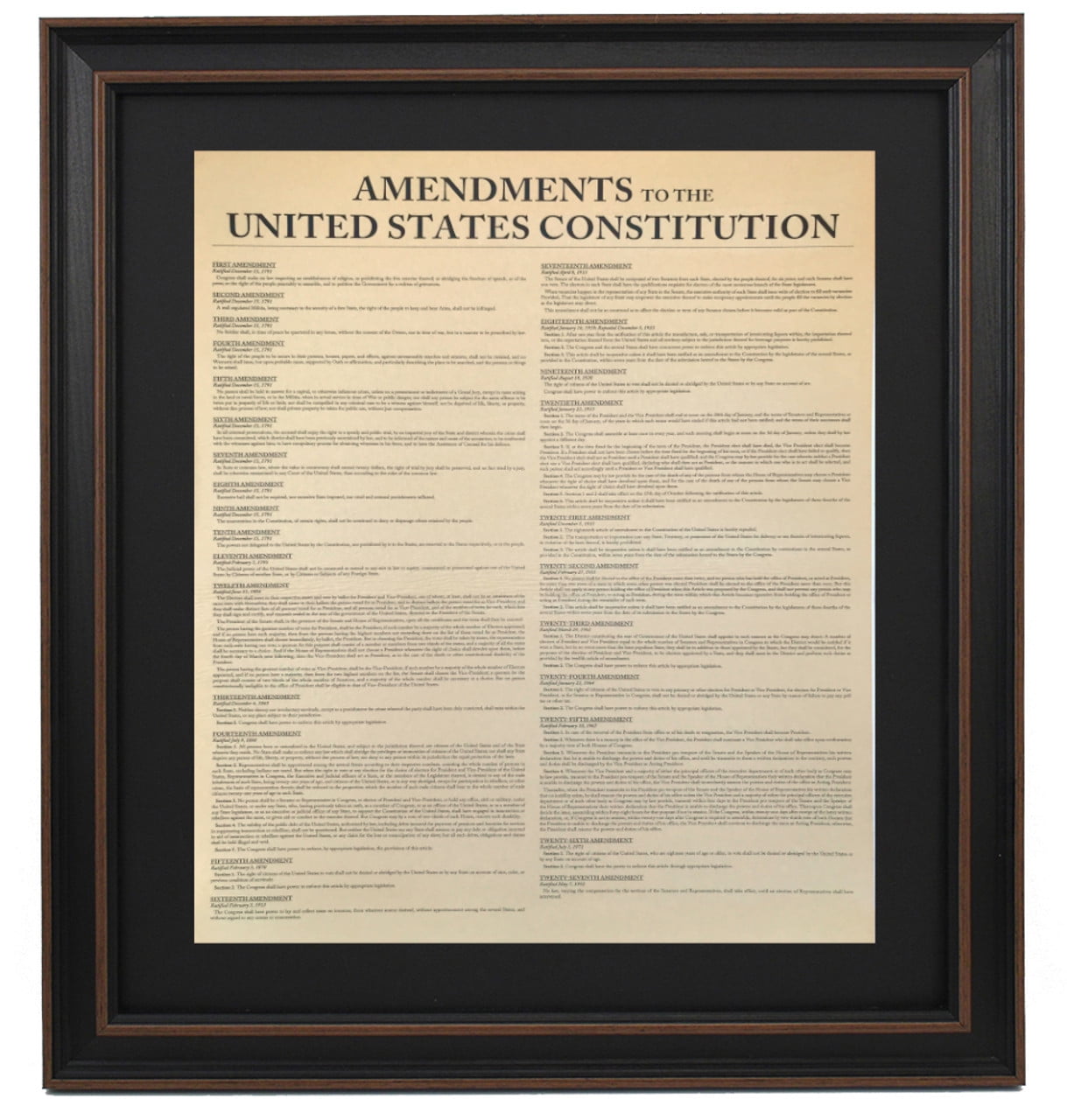 Poster Size Framed Amendments to the United States Constitution ...
