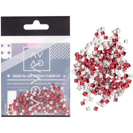 Great Value Set of 300 Red 3mm Square Metal Studs 3D Nail Art ...