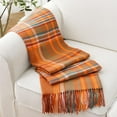 "Battilo Lightweight Orange Buffalo Checkered Plaid Throw Blanket, 50 ...