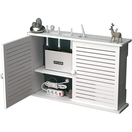 PVC Router Storage Box Wall Mount Floating Shelf WiFi Router Modem ...