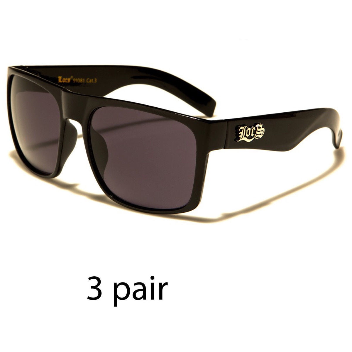 3 PAIR LOCS Original Gangsta Large Shades Sport Men Dark Black Lens ...