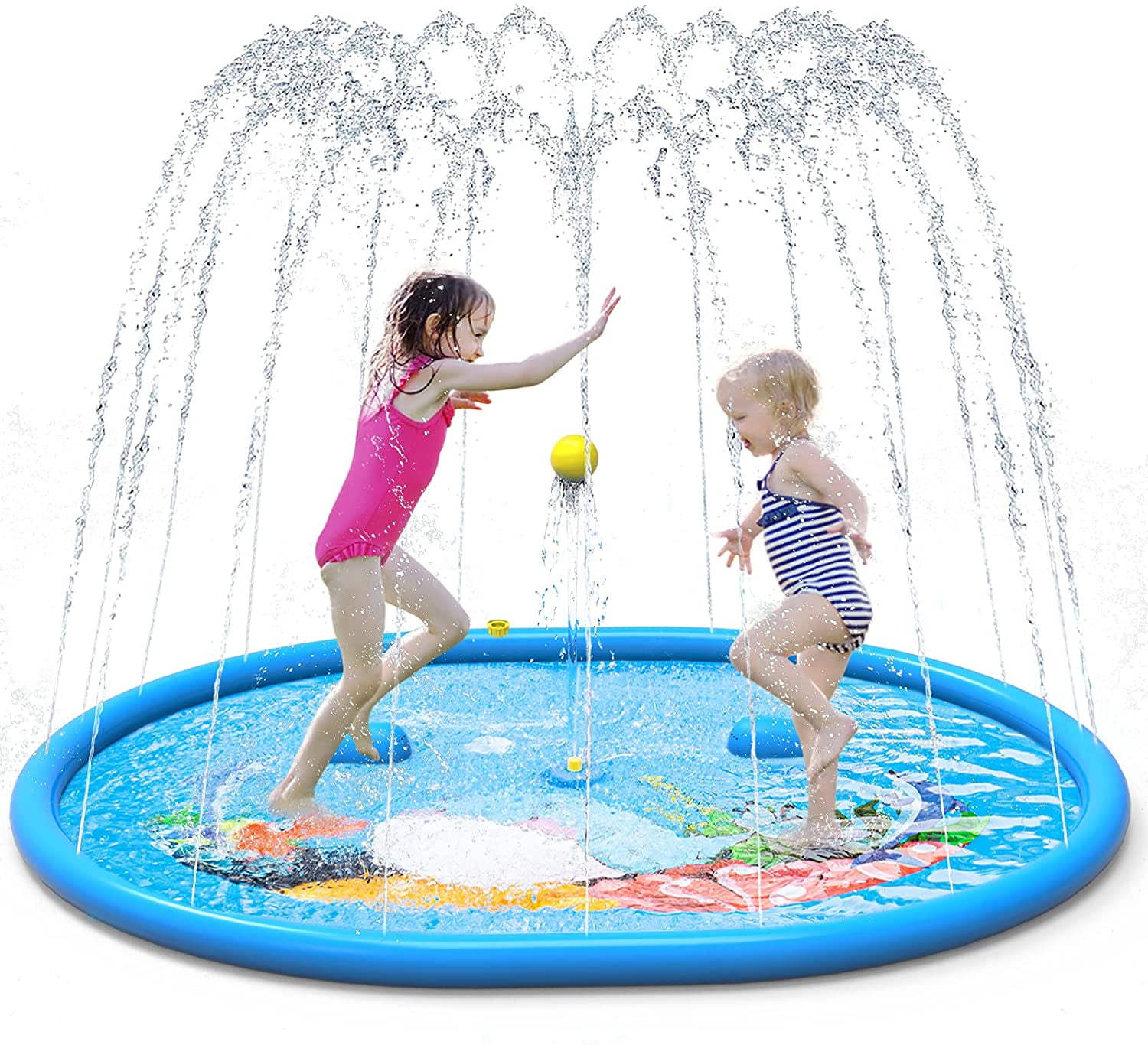 Sprinkler Splash Pad for kids, 75'' Big Kids Outdoor Water Toys for ...