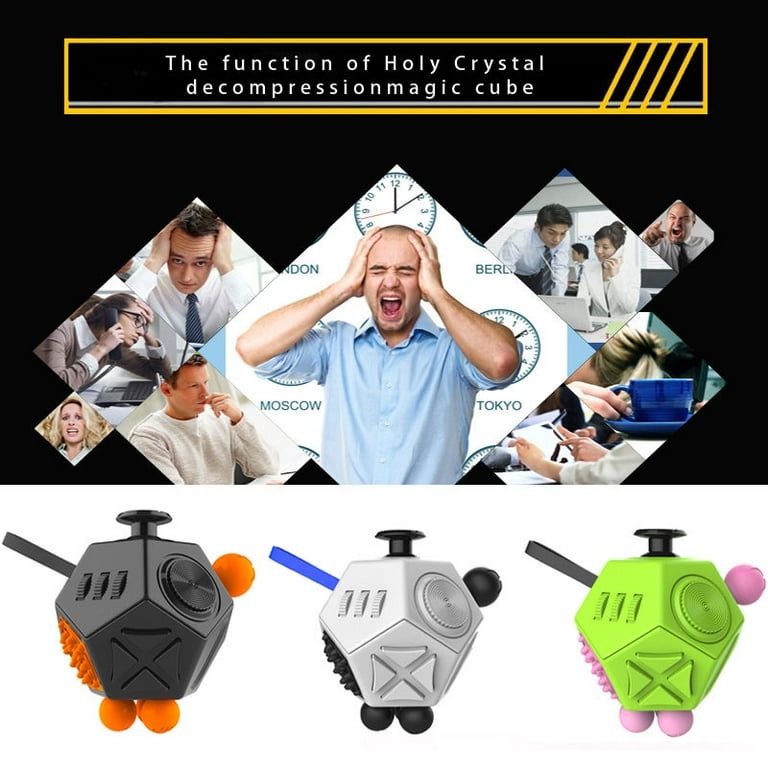 12 Side Sided Fidget Cube Desk Toy Stress Anxiety Relief Fidget Cube,