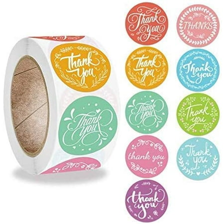 Thank You Stickers Roll 1" Flower Wreath 9 Beautiful Styles 500 Units ...
