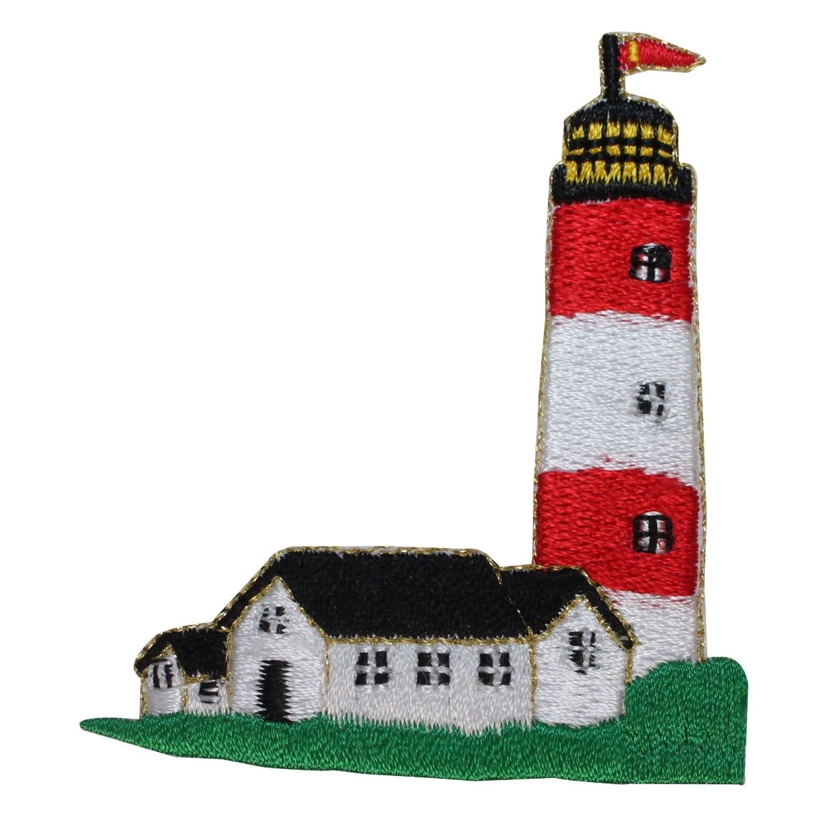 ID 1841 Lighthouse With Keeper Cabin Patch Nautical Embroidered Iron On ...