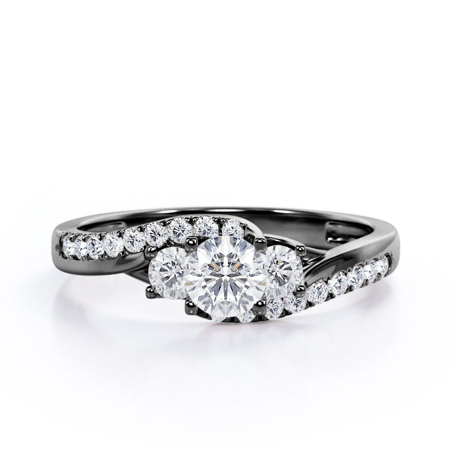 Trio Stone Tension - 0.45 TCW Round Brilliant Cut Diamond - Edge Pave ...