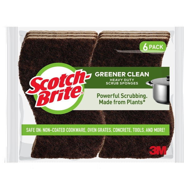 Scotch-Brite Greener Clean Heavy Duty Scrub Sponge, 6 Sponges Total ...