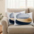 Blue Gold Gray Color Block Waterproof Throw Pillow Covers Set of 2 ...