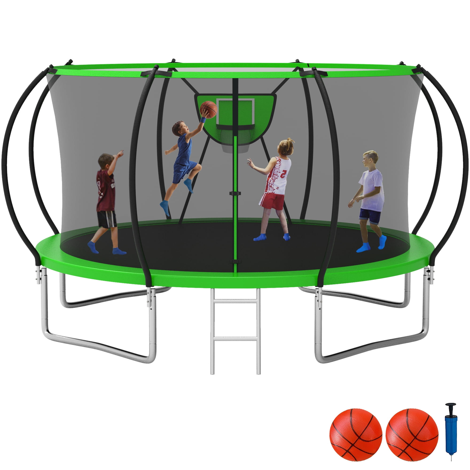 KOFUN Trampoline 14FT, Heavy Duty Backyard Trampoline with Basketball ...