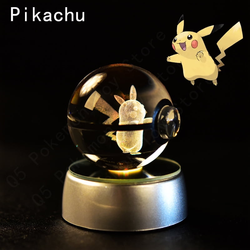Pokemon Crystal Ball 3D Pikachu Mewtwo Mew Gengar Night Light Lamp Base ...