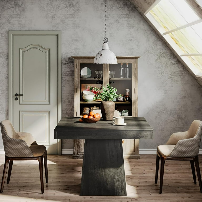 Tribesigns Square Dining Table for 4 31.5 inch Kitchen Table Small Dinner Table with Sturdy Pedestal Base Farmhouse Dining Room Table for Home