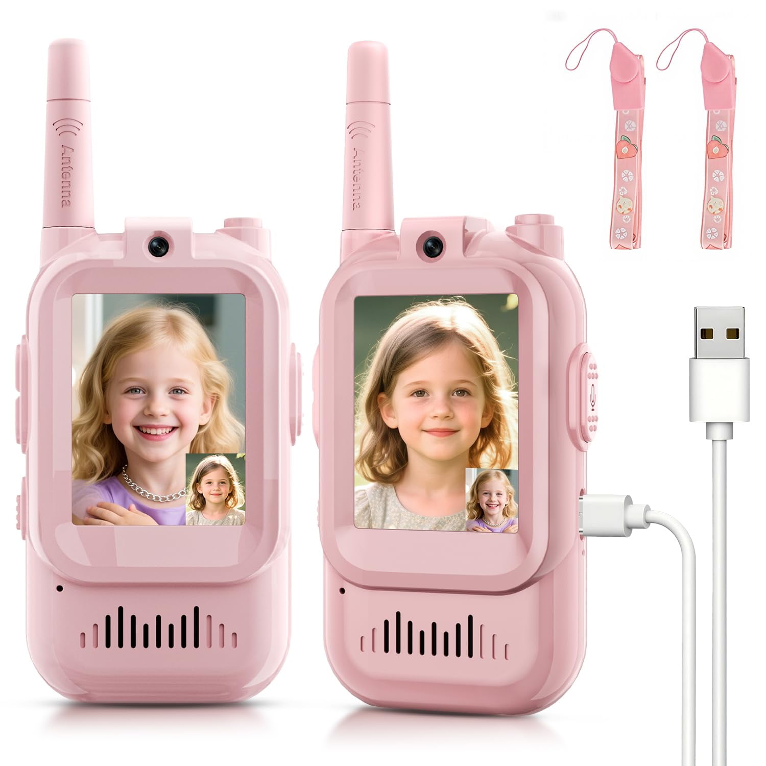 Minibear Video Walkie Talkies For Kids  Handheld 2 Pack Rechargeable Video Intercom Kids Walkies Talkies  Indoor Outdoor Toys For Family G